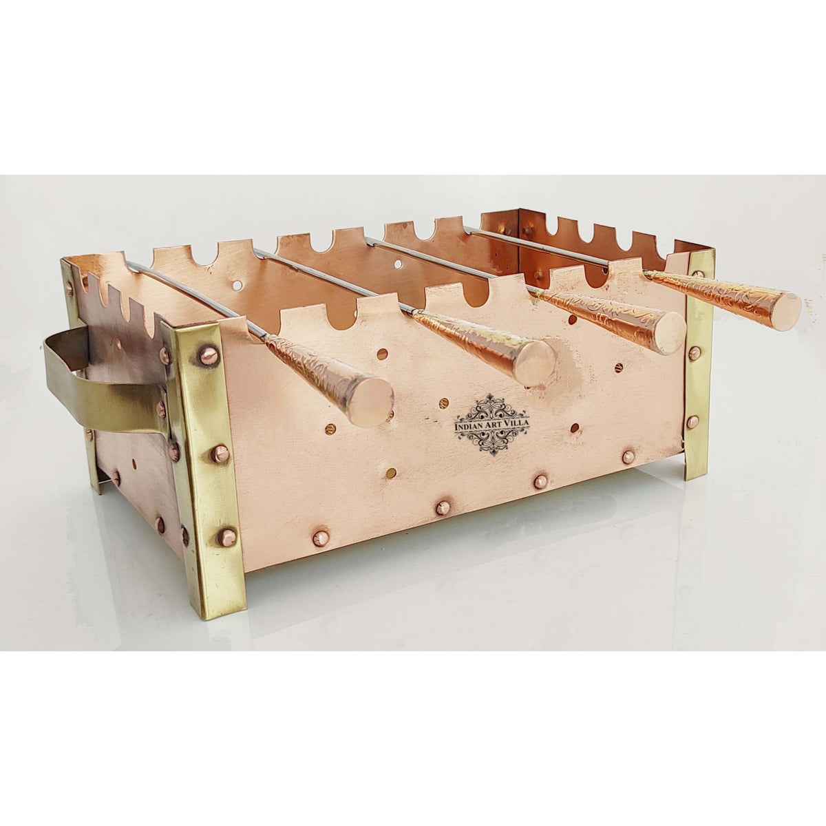 Buy IndianArtVilla Copper Barbecue With 3 & 4 Skewer, Used for Grilling ...