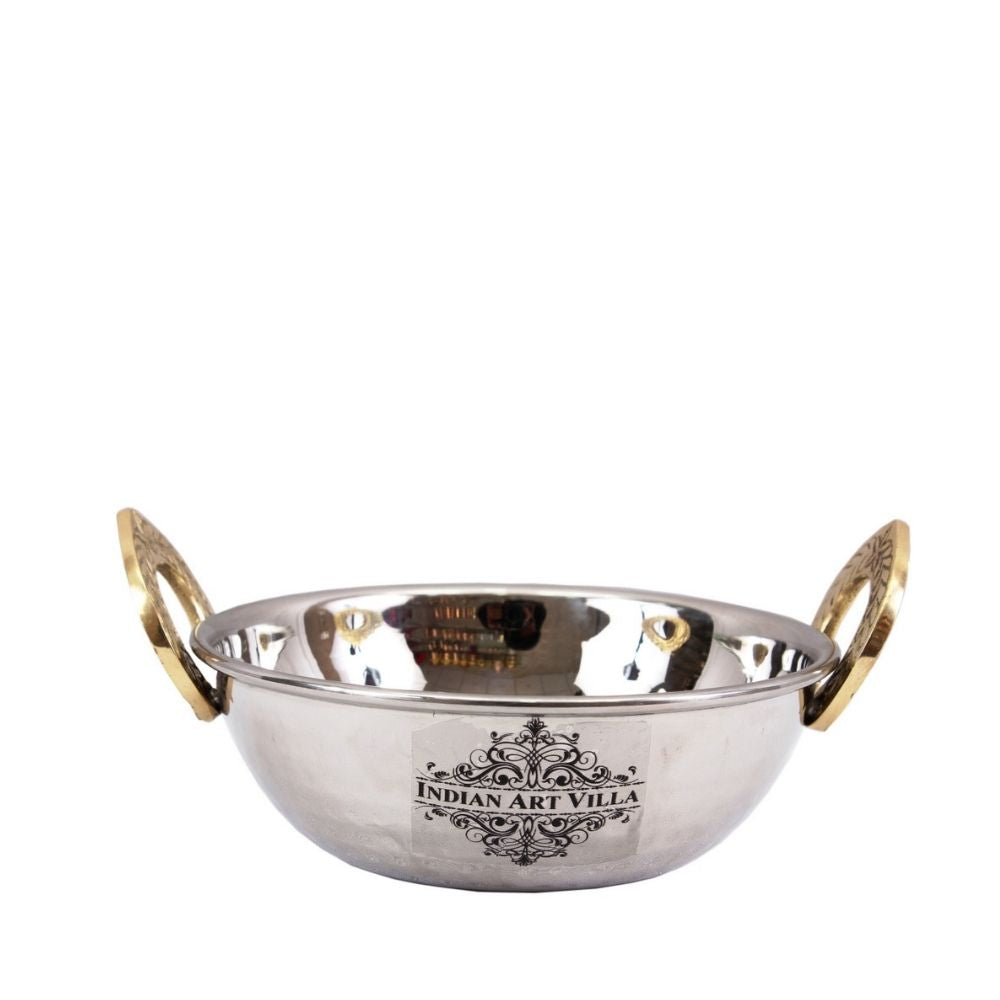 Steel Hammered Design Kadhai with Brass Handle – INDIAN ART VILLA